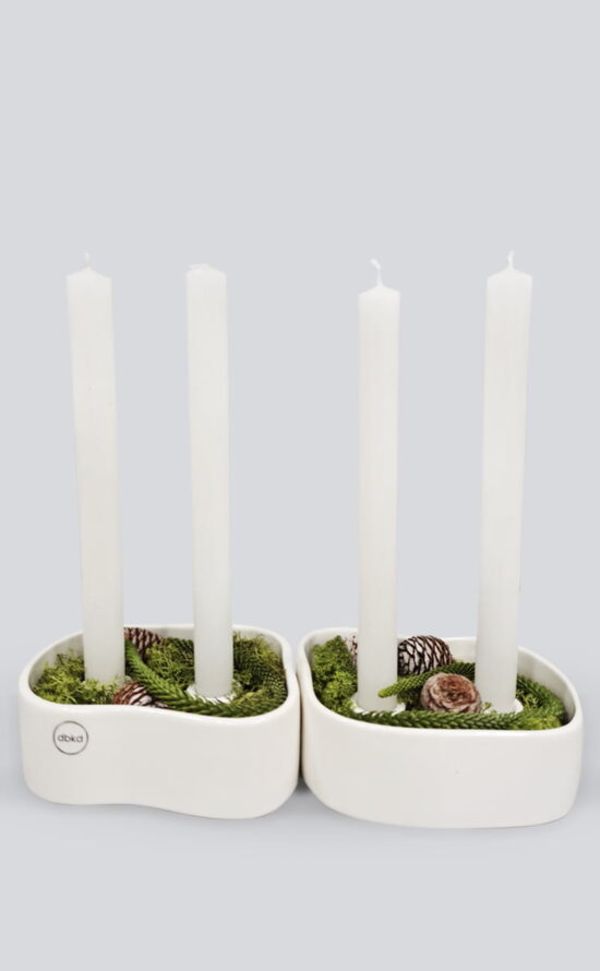 Adventinė žvakidė -balta ir žalia | Gėlės studija